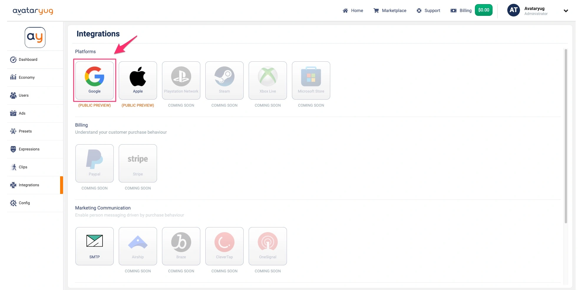 Google integration with Avataryug - Knowledge Hub | Avataryug