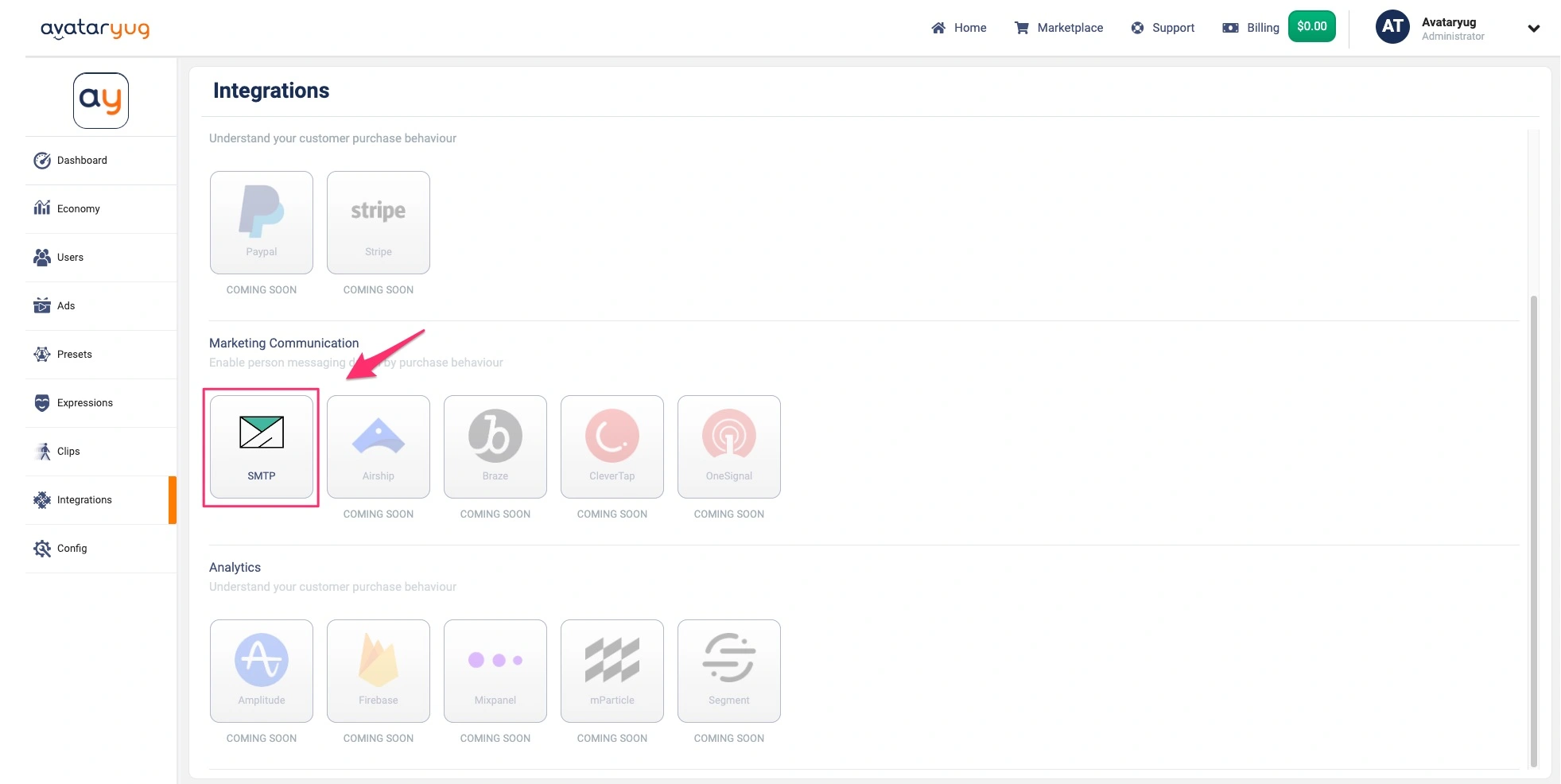 SMTP integration in Avataryug - Knowledge Hub | Avataryug